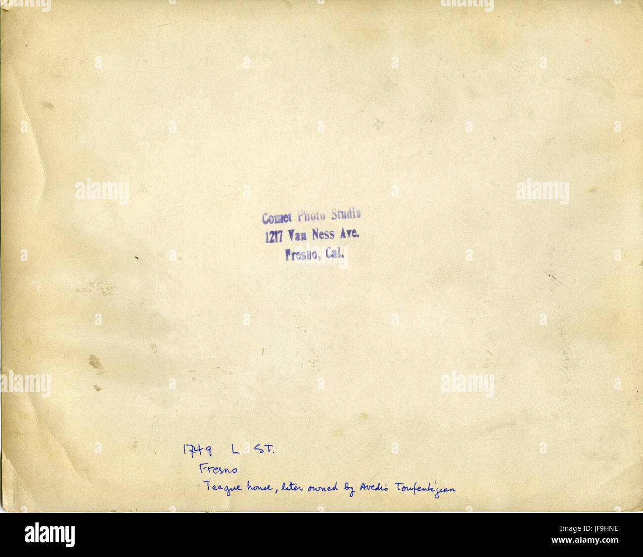 A vintage photograph from Comet Photo Studio in Fresno, California ...