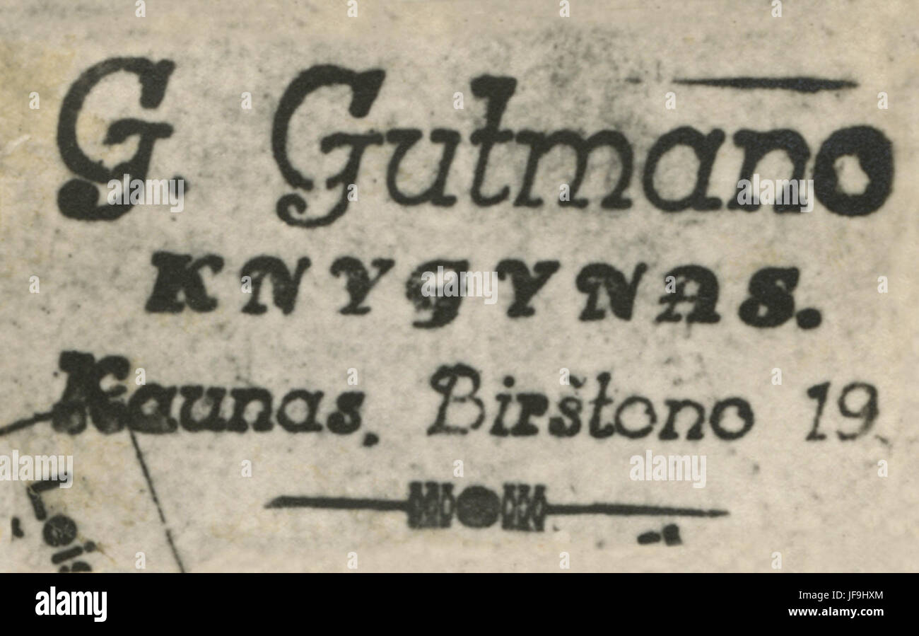 A historic image of the G Gutman bookstore in Kovno (now Kaunas ...