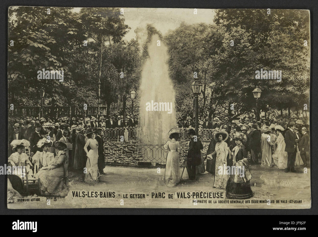 A historic photograph of the Geyser at Vals-les-Bains, located in the ...