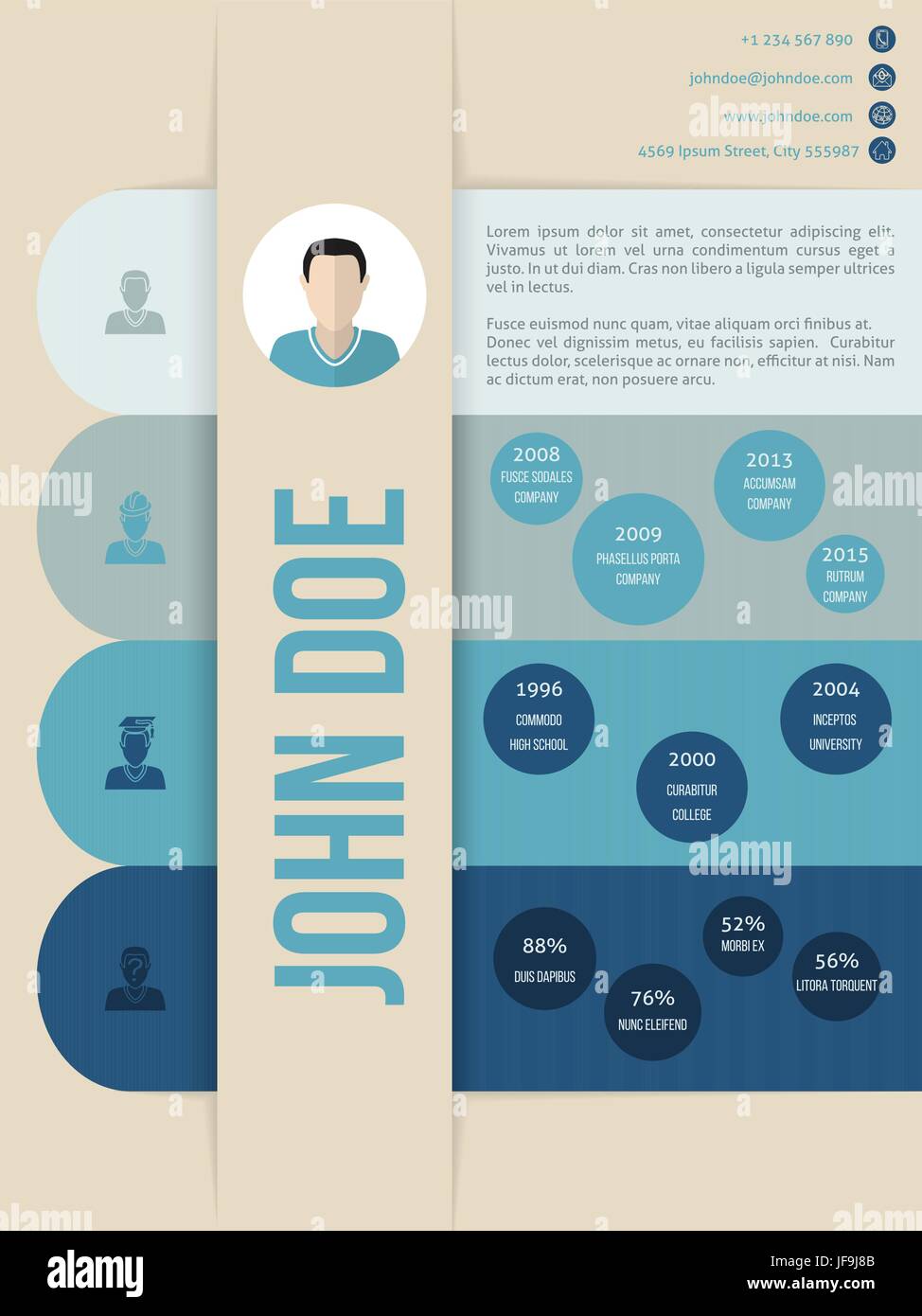 Modern cv curriculum vitae resume template in blue shades Stock Vector ...