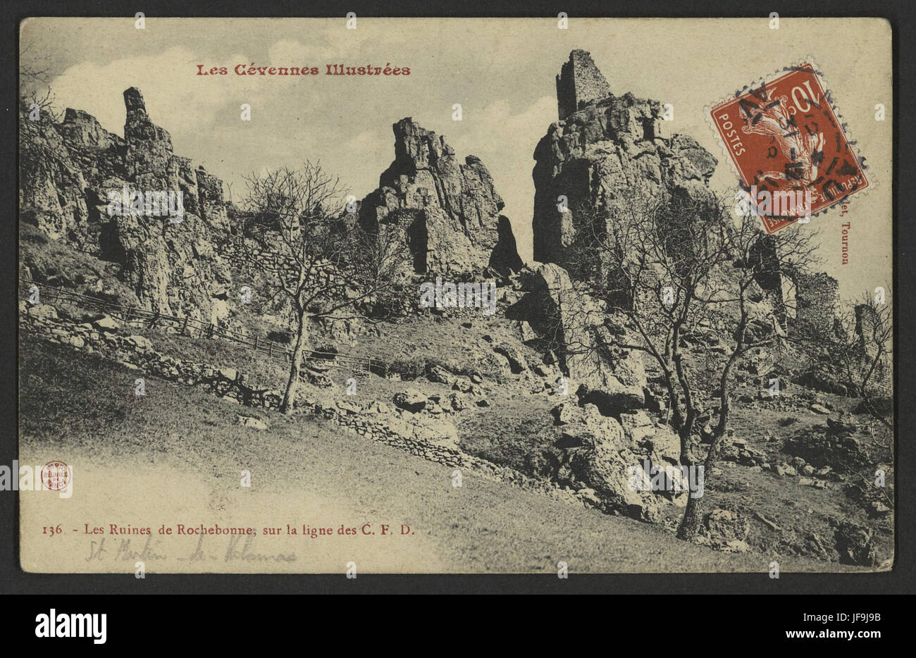 A photograph of the ruins of Rochebonne, located along the French ...