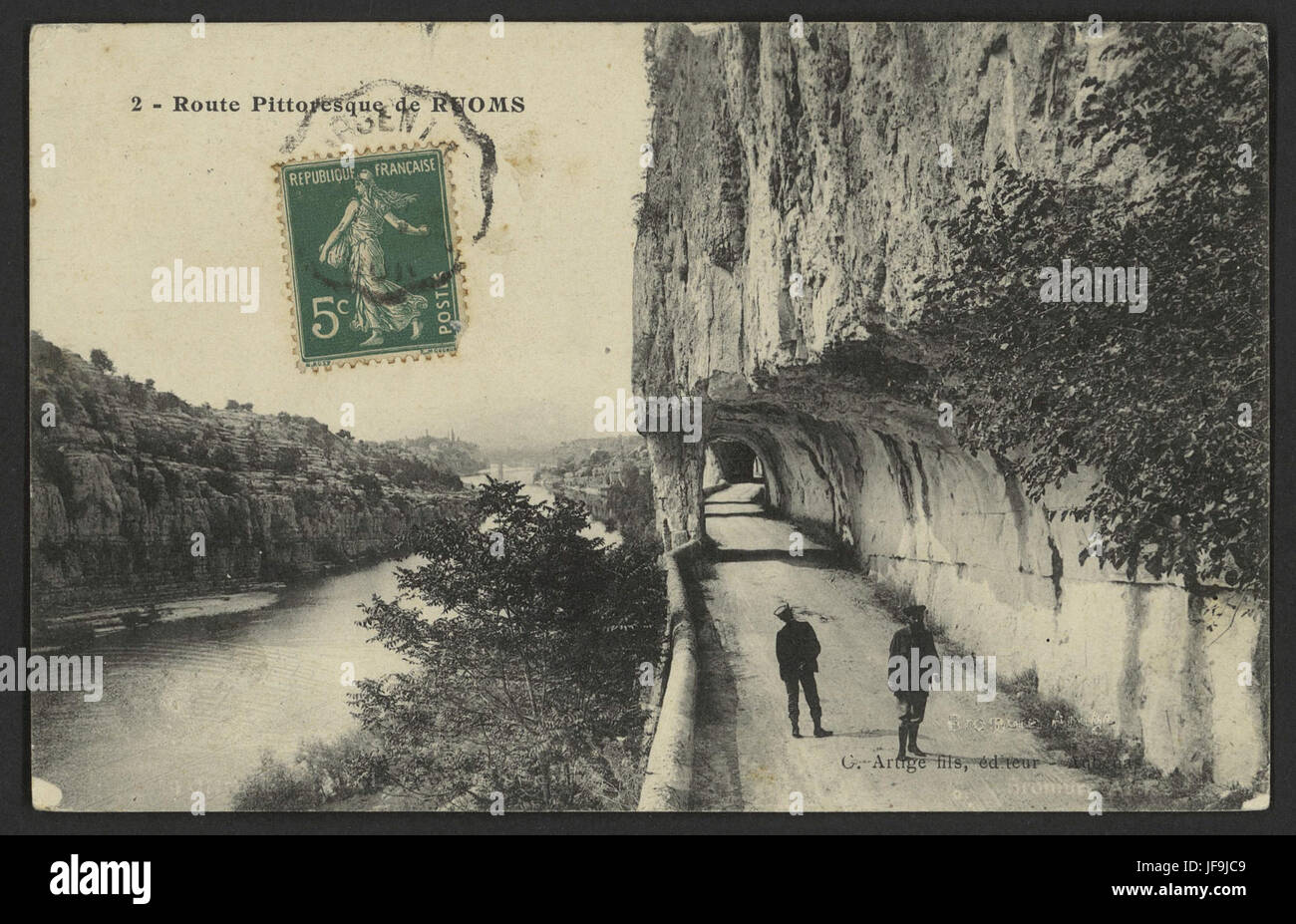 A picturesque route through the charming town of Ruoms, showcasing ...