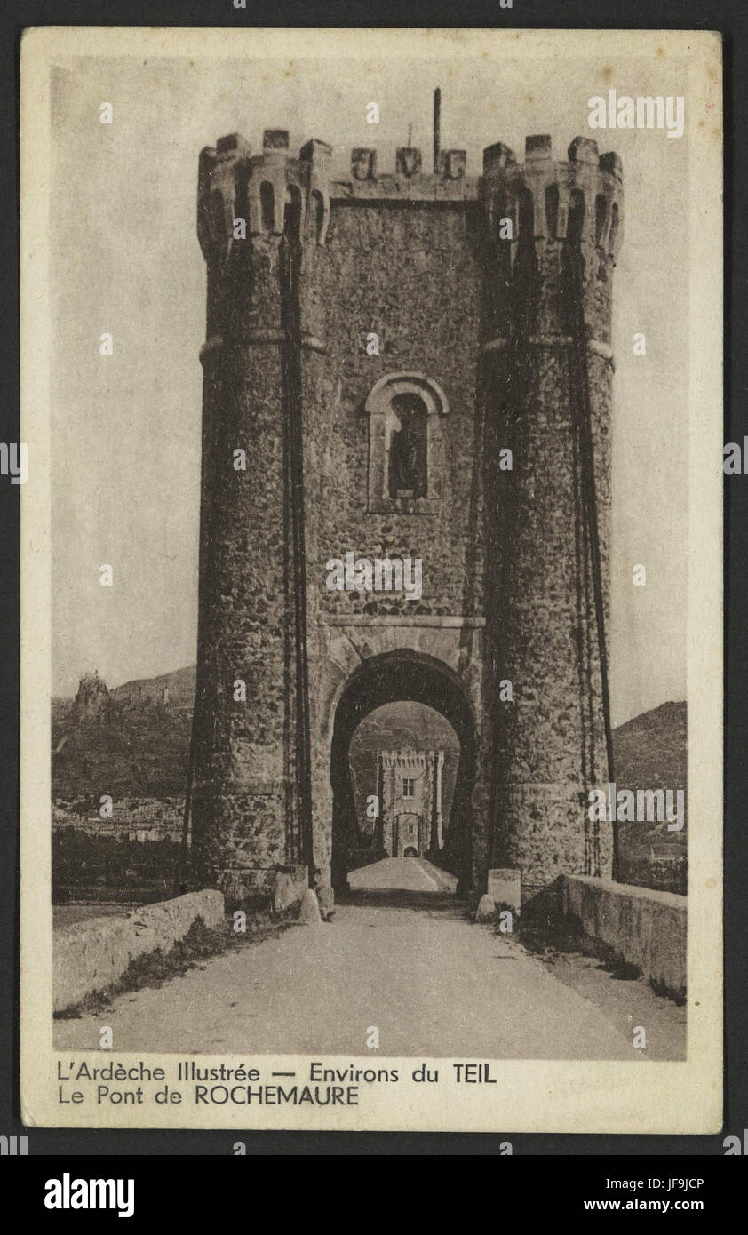 A photograph or depiction of the surroundings of Le Pont de Rochemaure ...