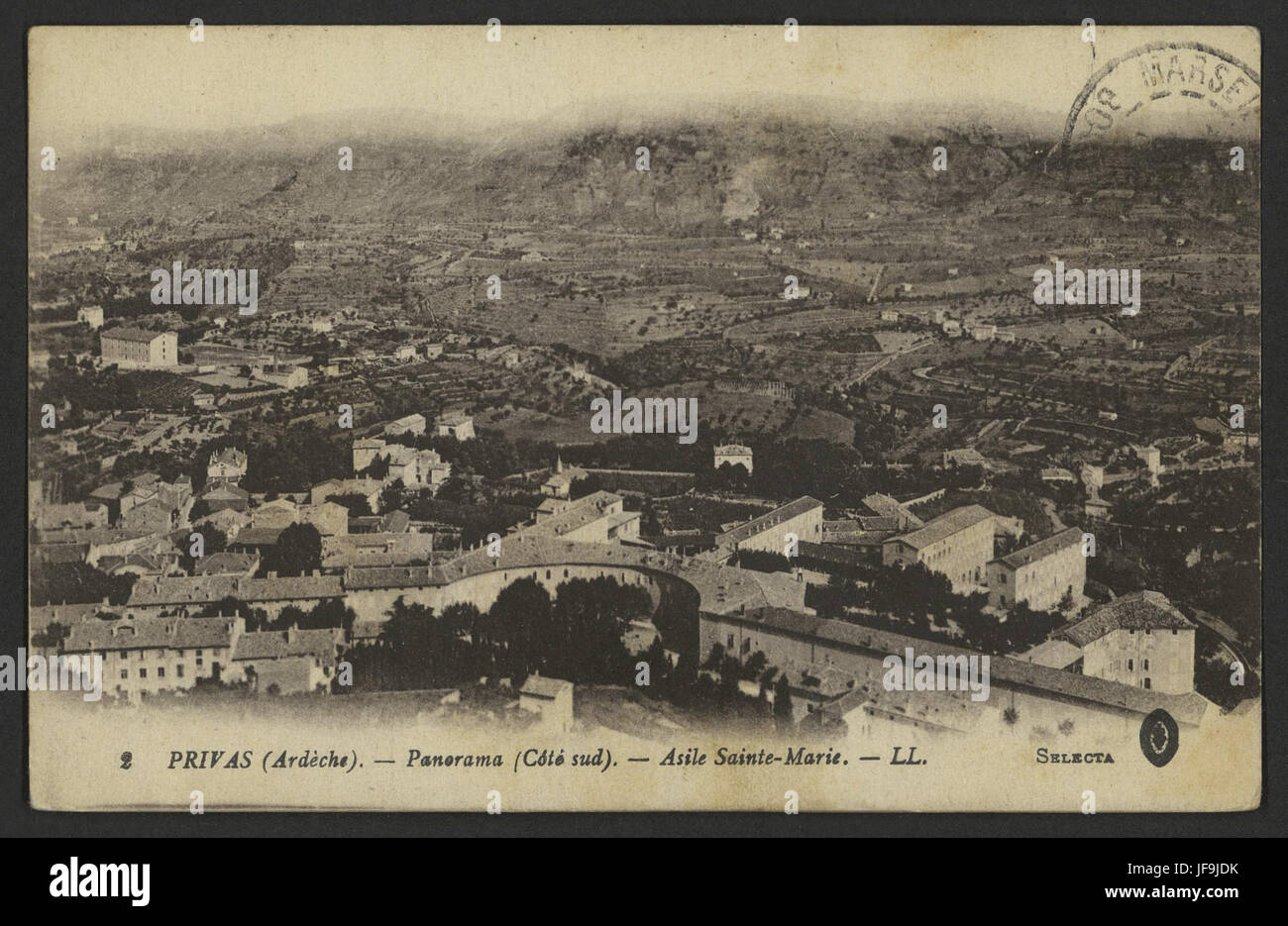 A panoramic view of the southern side of Privas, Ardèche, France ...