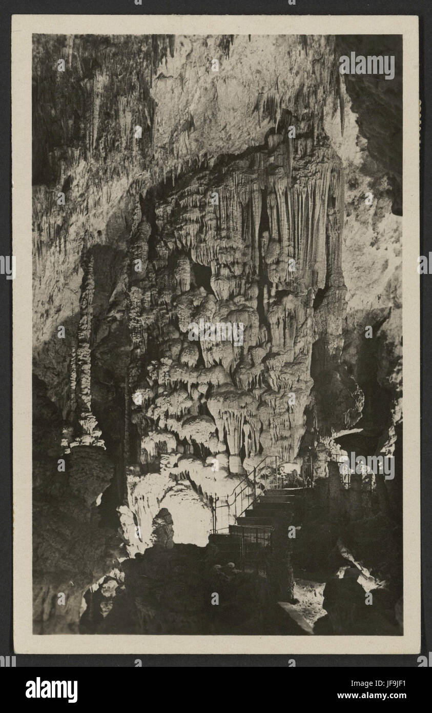 A view from the upper room in the Aven d'Orgnac cave, showcasing the ...