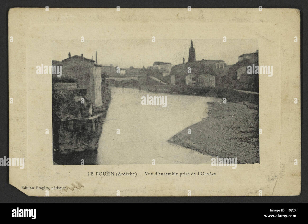 A wide view of Le Pouzin, located in the Ardèche region, taken from the ...