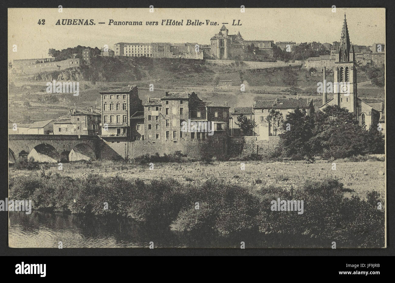 A panoramic view of Aubenas, France, with a focus on the historic Hôtel ...
