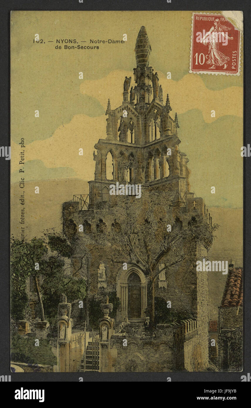 A serene portrayal of the Notre-Dame de Bon-Secours chapel in Nyons ...
