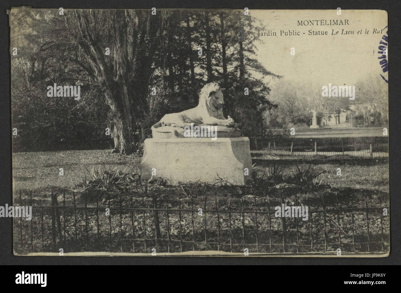A historical photograph of the public garden in Montélimar, France ...