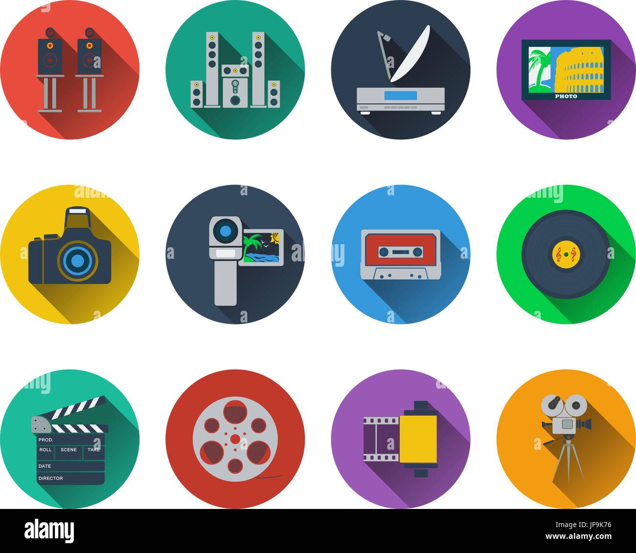 Set of multimedia icons in flat design Stock Vector Image & Art - Alamy