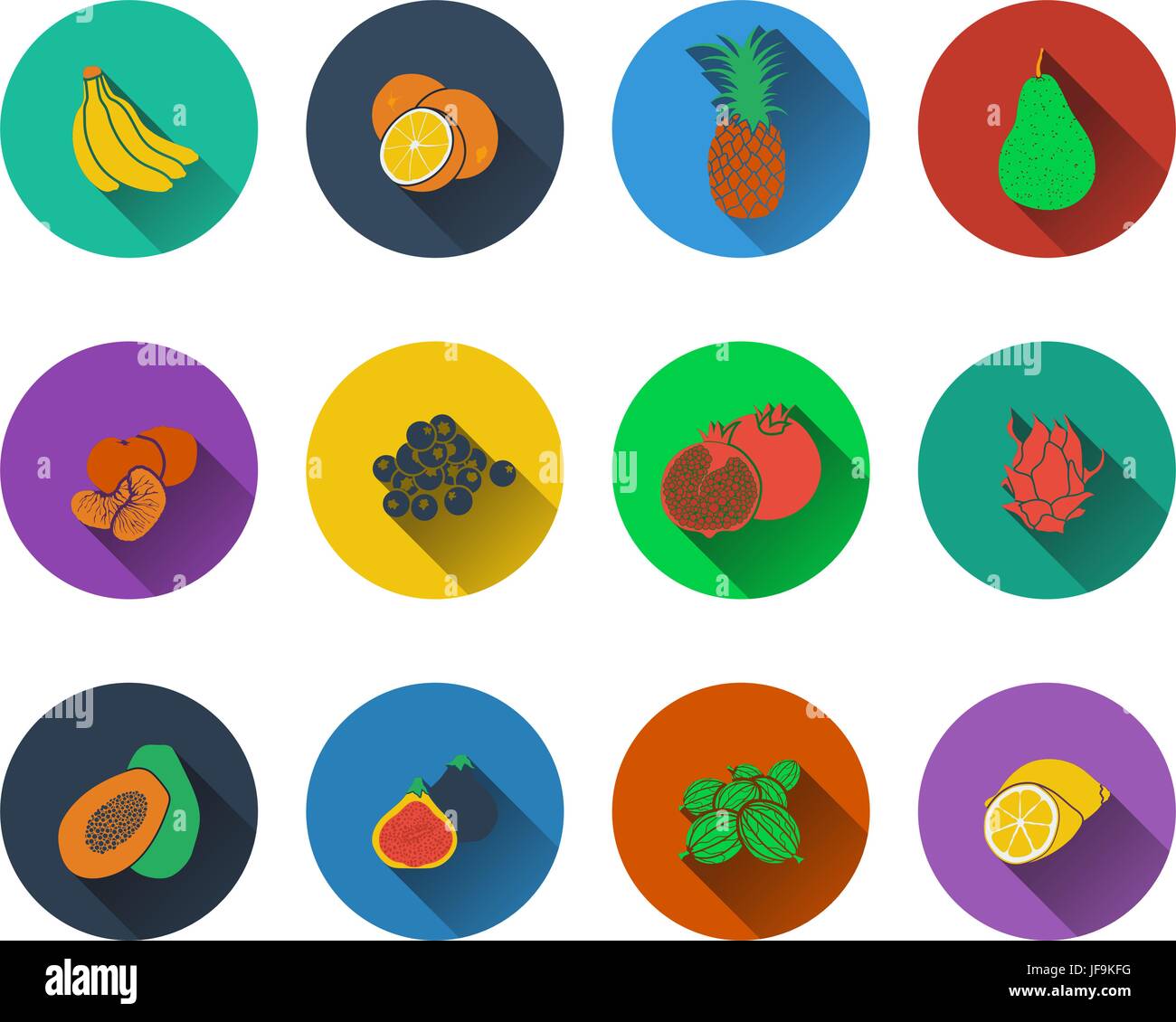 Set of fruits icons in flat design Stock Vector Image & Art - Alamy