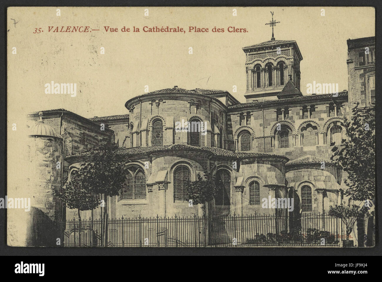 A view of the Cathedral in Valence from the Place des Clercs ...