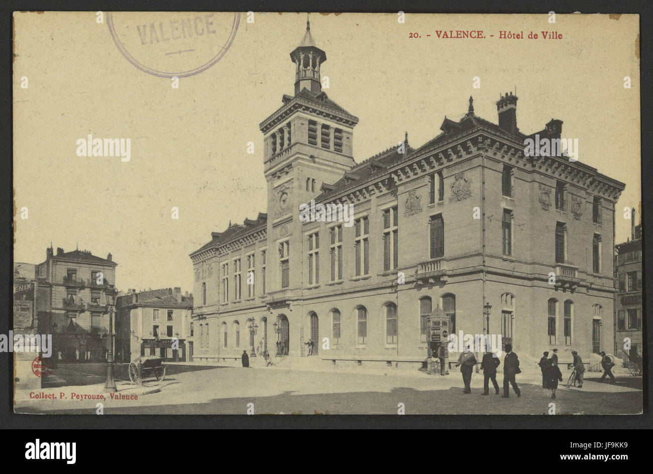 A historical photograph of the Hôtel de Ville (Town Hall) in Valence ...