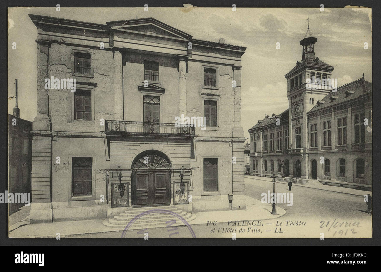 Le Théâtre and Hôtel de Ville in Valence, showcasing historical French ...