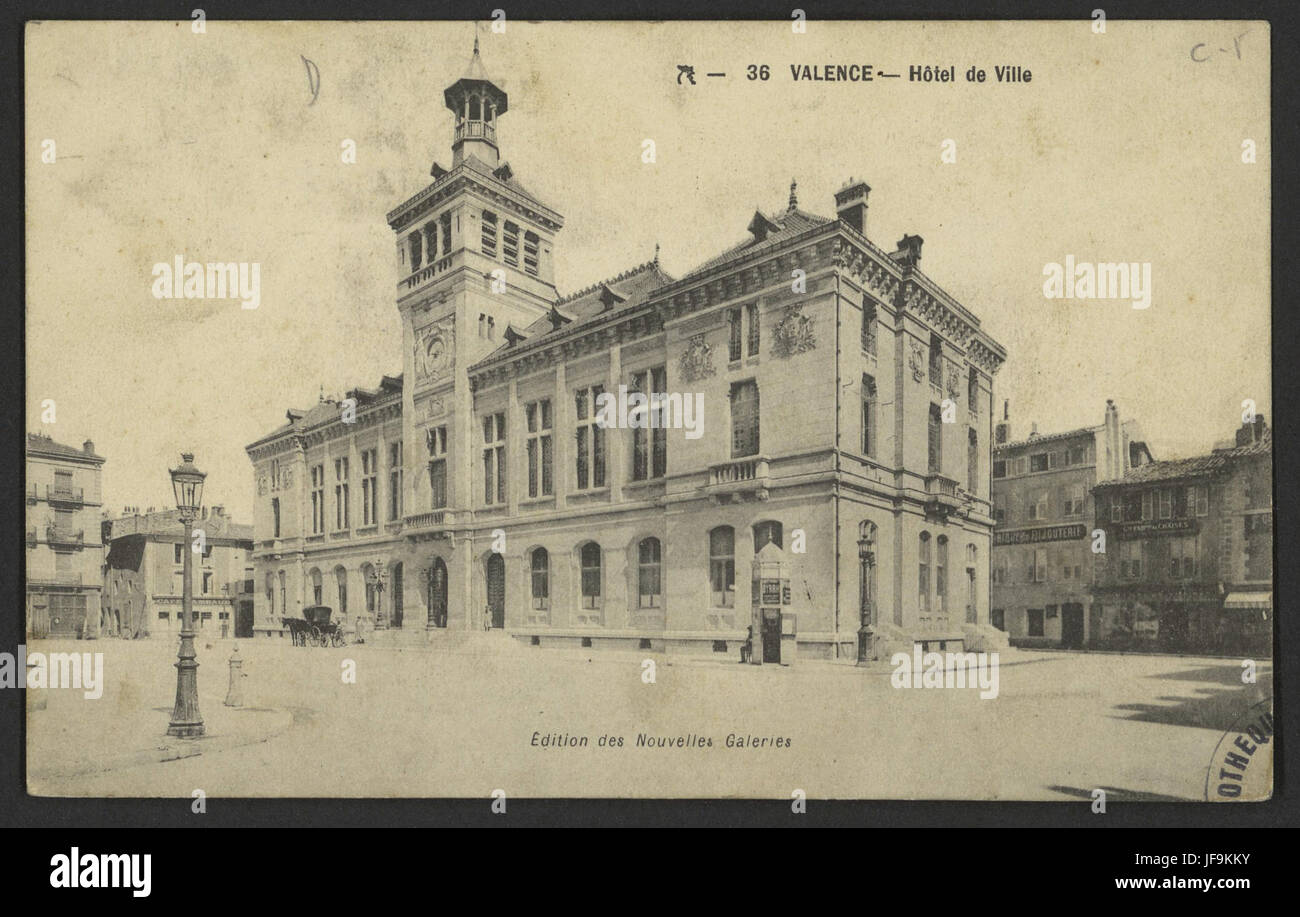 A vintage photograph of the Hôtel de Ville in Valence, highlighting the ...