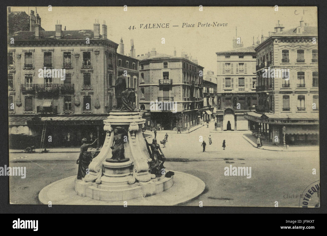 A historic view of Place Porte-Neuve in Valence, France, capturing the ...