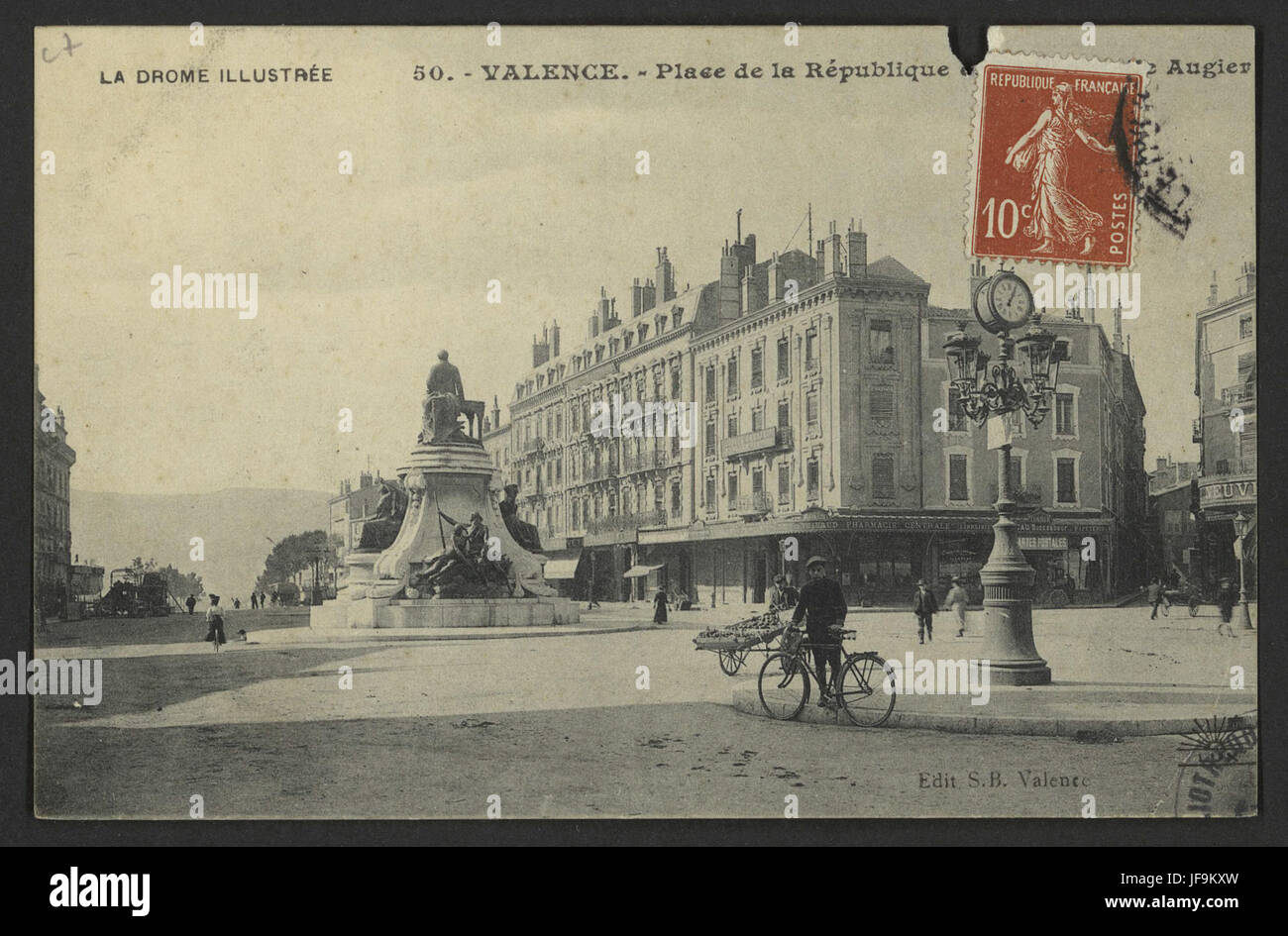 A historic image of the Place de la République in Valence, featuring ...