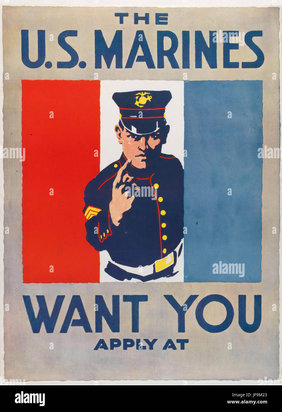 A historical recruitment poster from World War I featuring the iconic ...