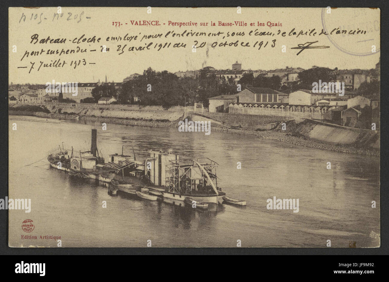 Valence - Perspective sur la Basse-ville et les Quais, France Stock ...