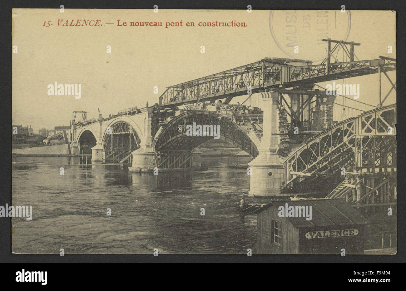 A photograph showing the construction of the new bridge in Valence ...