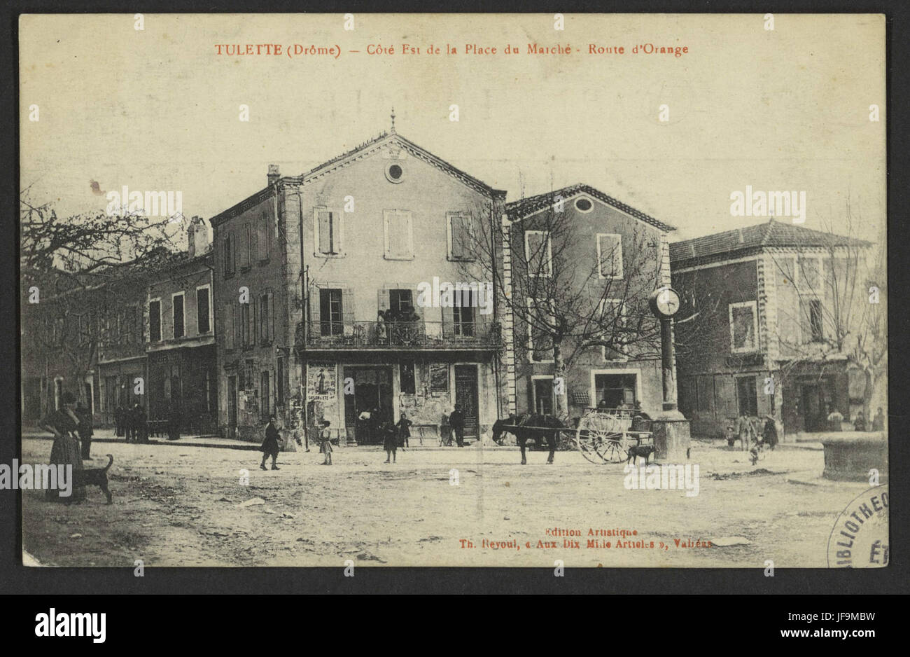 A view of the eastern side of the Place du Marché in Tulette, Drôme ...