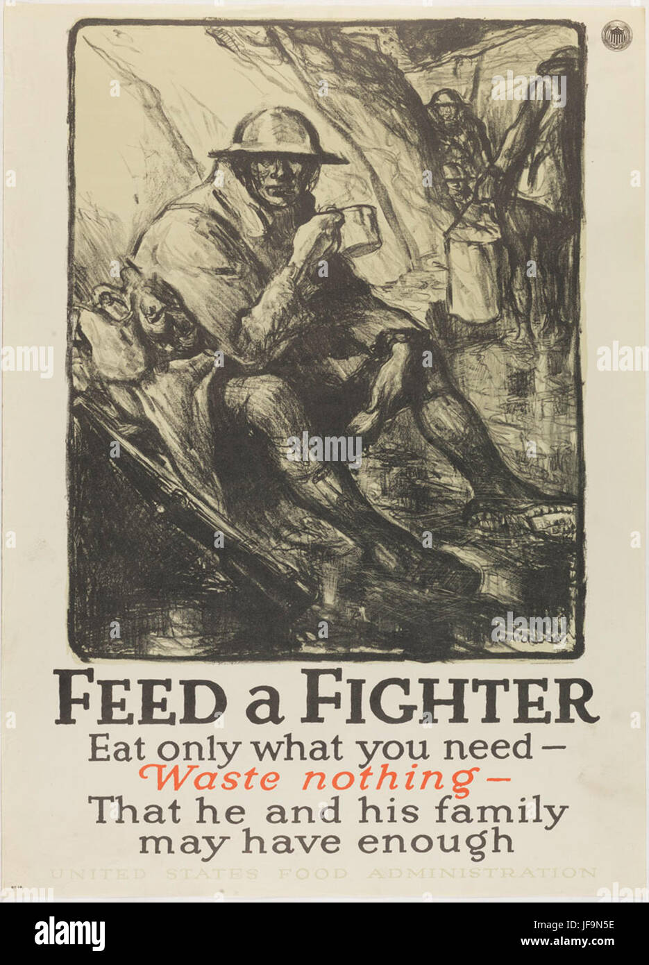 A vintage poster from World War I promoting food conservation, with a ...