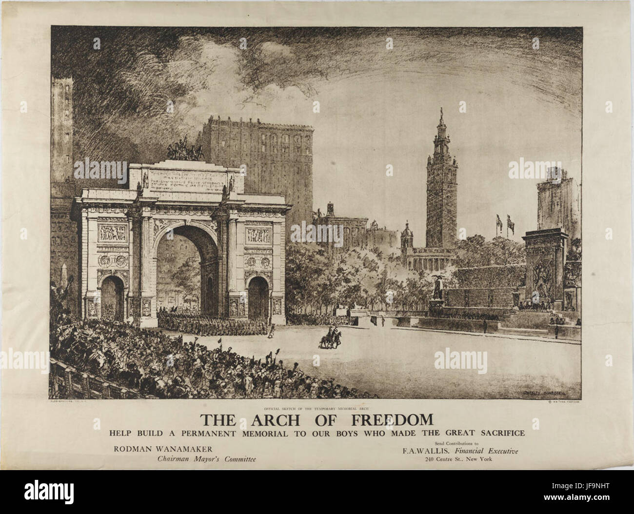 An official sketch of the Arch of Freedom, designed as a temporary ...