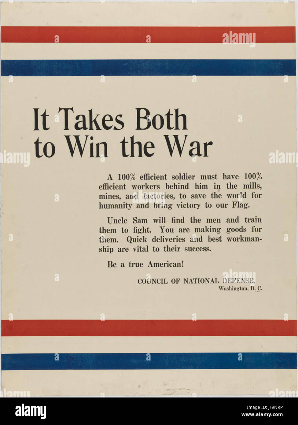 It Takes Both to Win the War: A wartime poster slogan from World War I ...