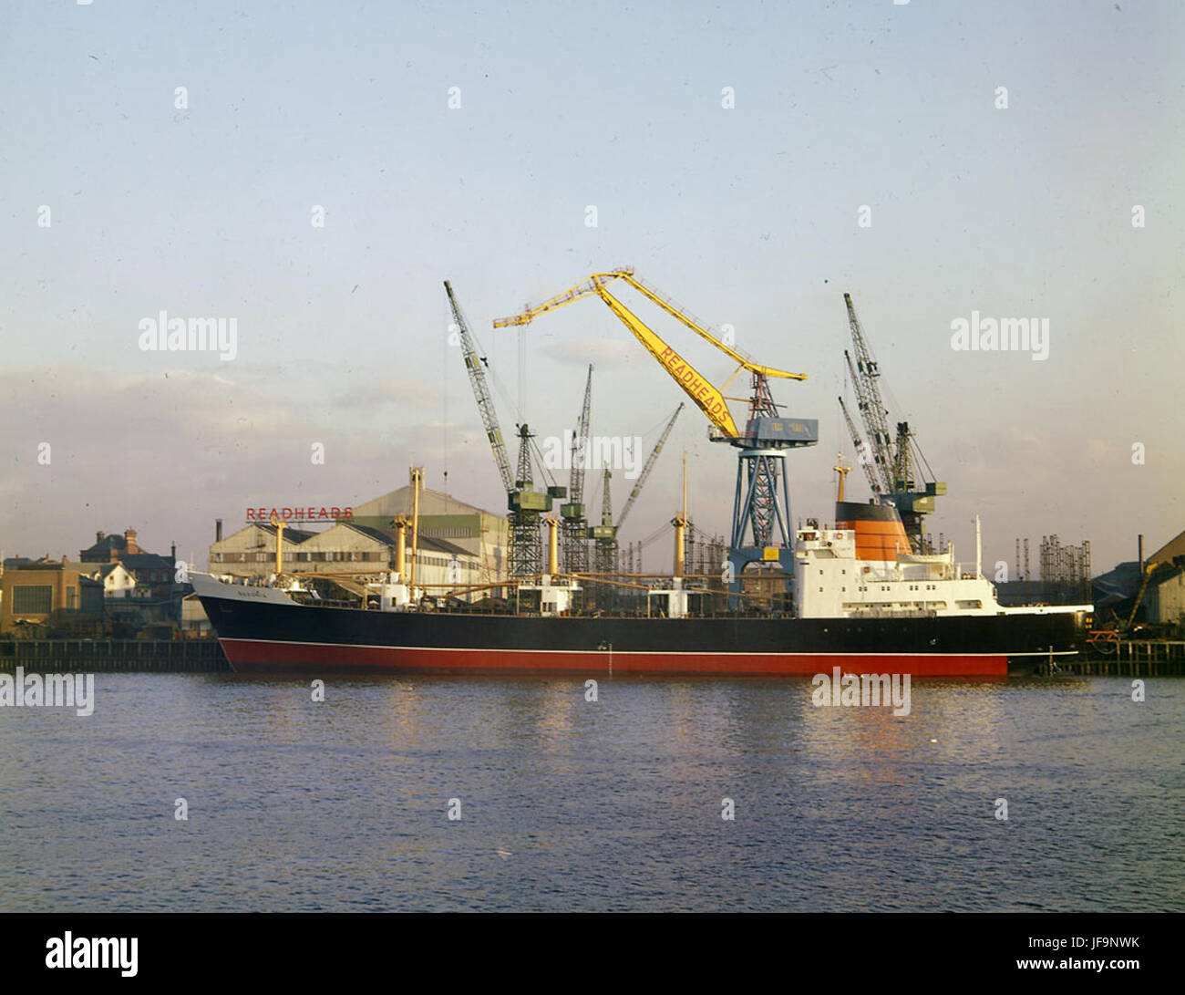 A historic photograph showing the cargo ship Saxonia at Readhead's ...
