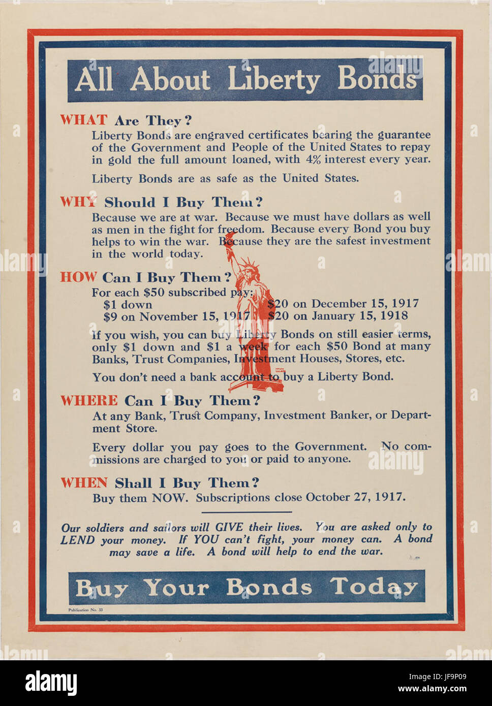 A vintage advertisement promoting Liberty Bonds during World War I ...