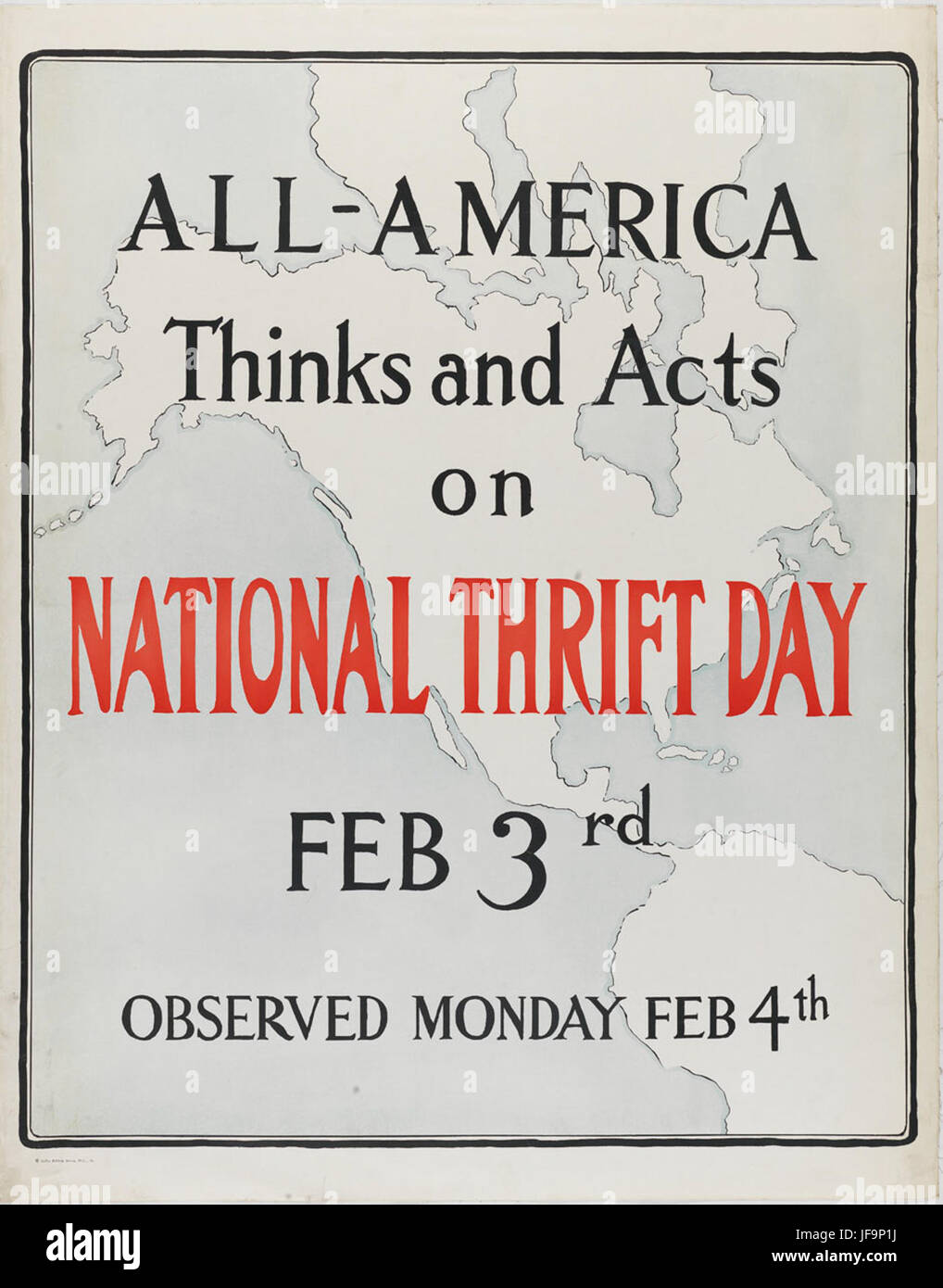 A historic poster from National Thrift Day, observed on February 3 ...