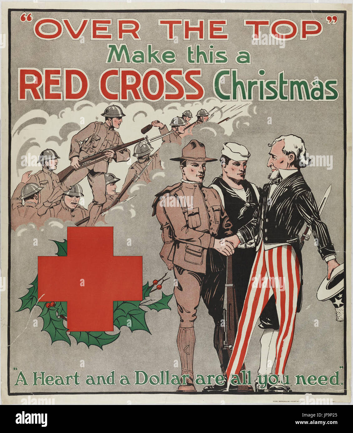 A vintage 1910s poster calling for donations to the Red Cross during ...