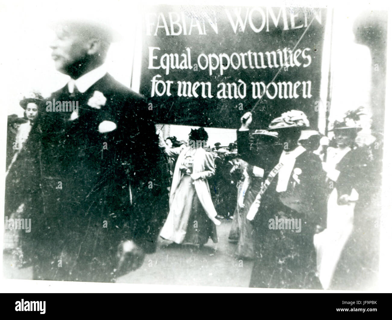 A photograph of a suffrage procession from around 1908, showcasing ...