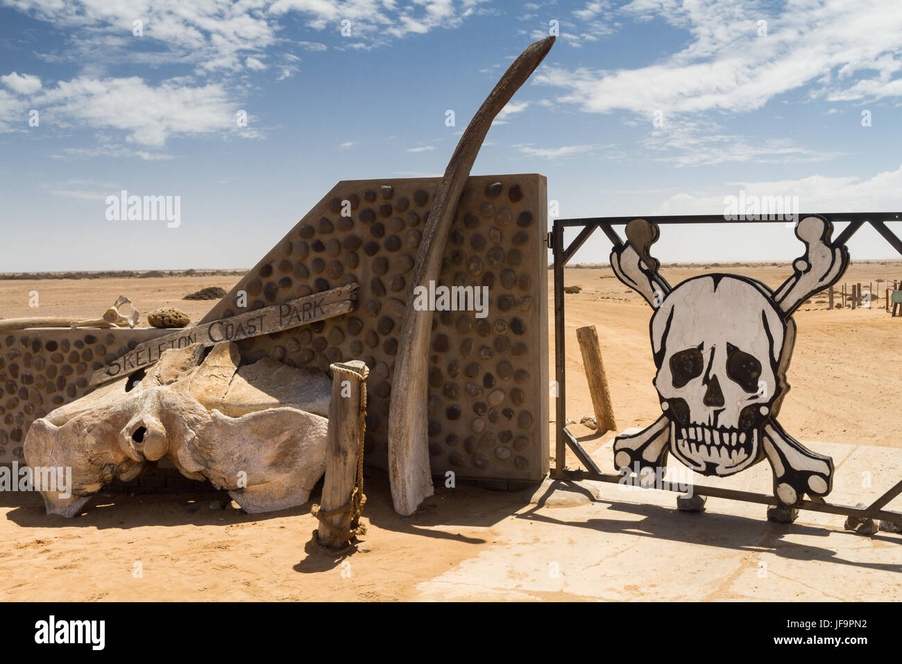 Entry gate of the skeleton coast park, Namibia, Africa Stock Photo - Alamy