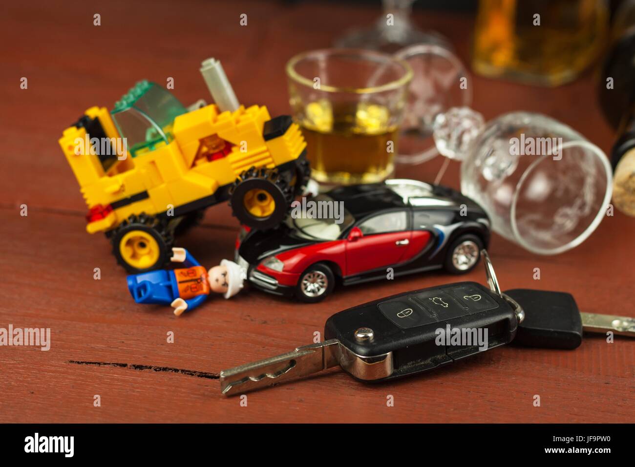 Driving under the influence of alcohol. Dangerous ride. Alcohol behind ...