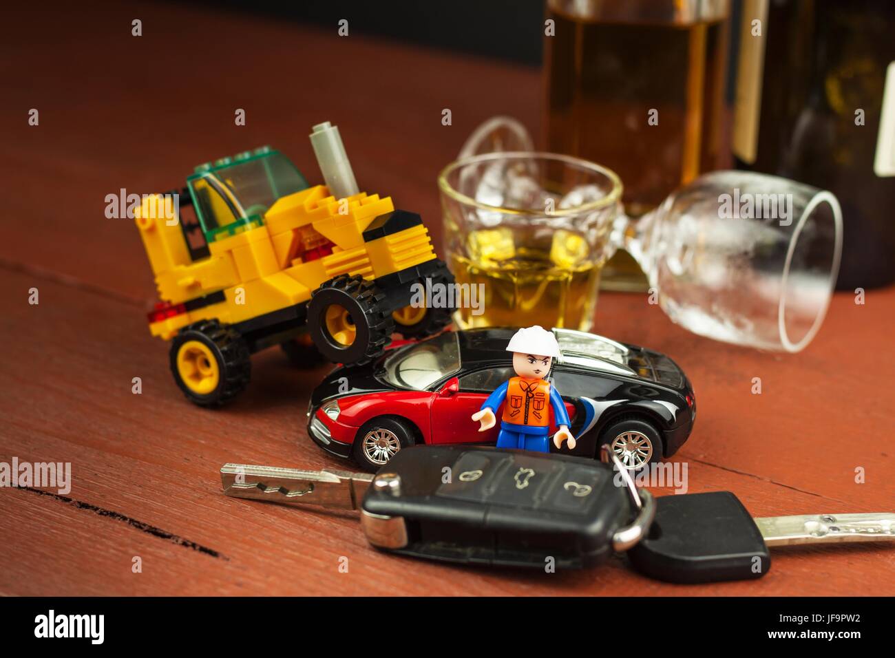 Driving under the influence of alcohol. Dangerous ride. Alcohol behind ...