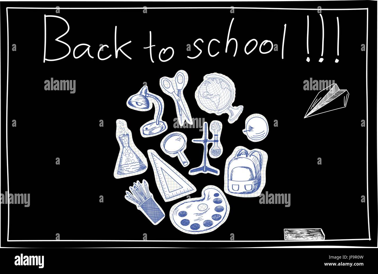 Blackboard with educational symbols Stock Vector Image & Art - Alamy