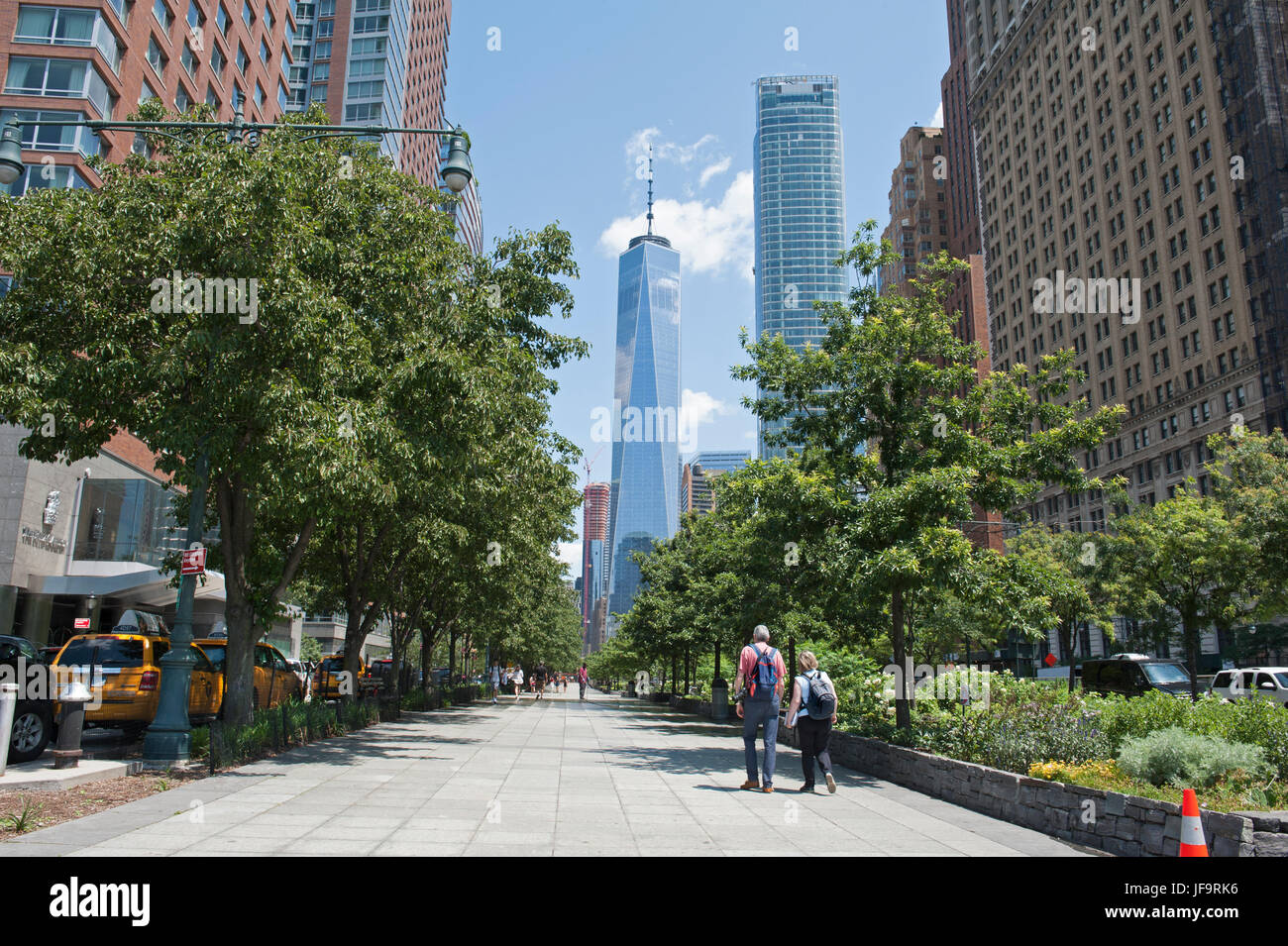 A pedestrian walkway in Lower Manhattan connects Battery Park with the ...