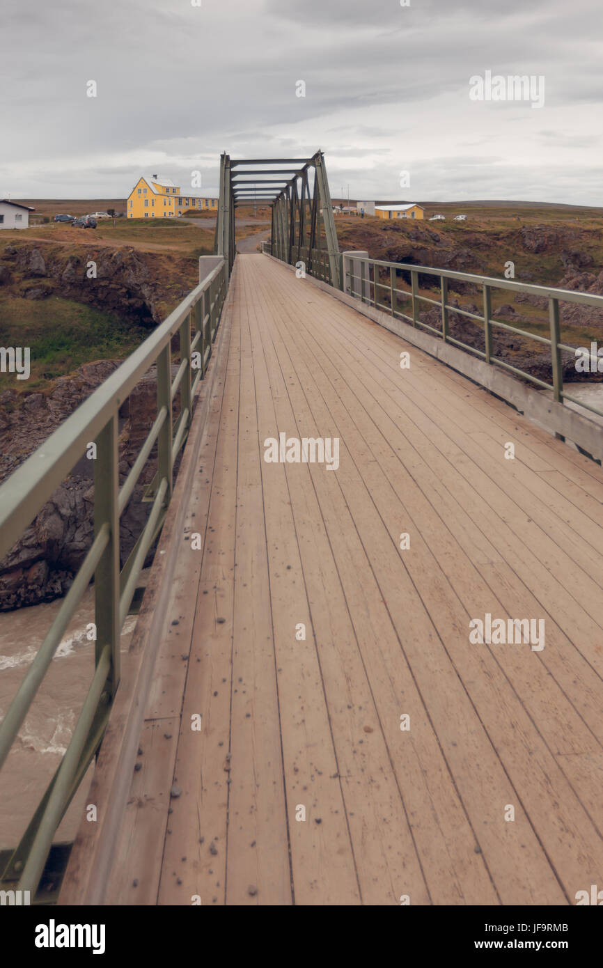Bridge on The Skjalfandafljot river in Iceland. Overcast Gloomy Weather ...