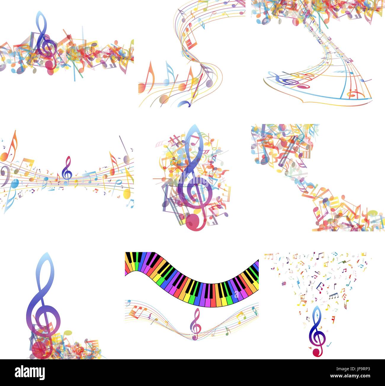 Multicolour musical notes staff set Stock Vector Image & Art - Alamy