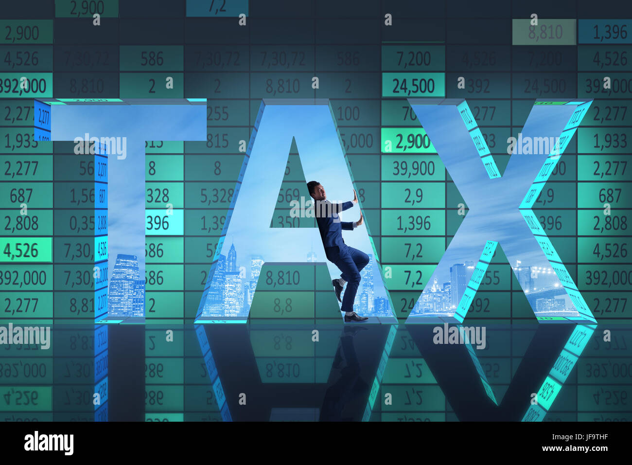 Businessman in high taxes concept Stock Photo - Alamy