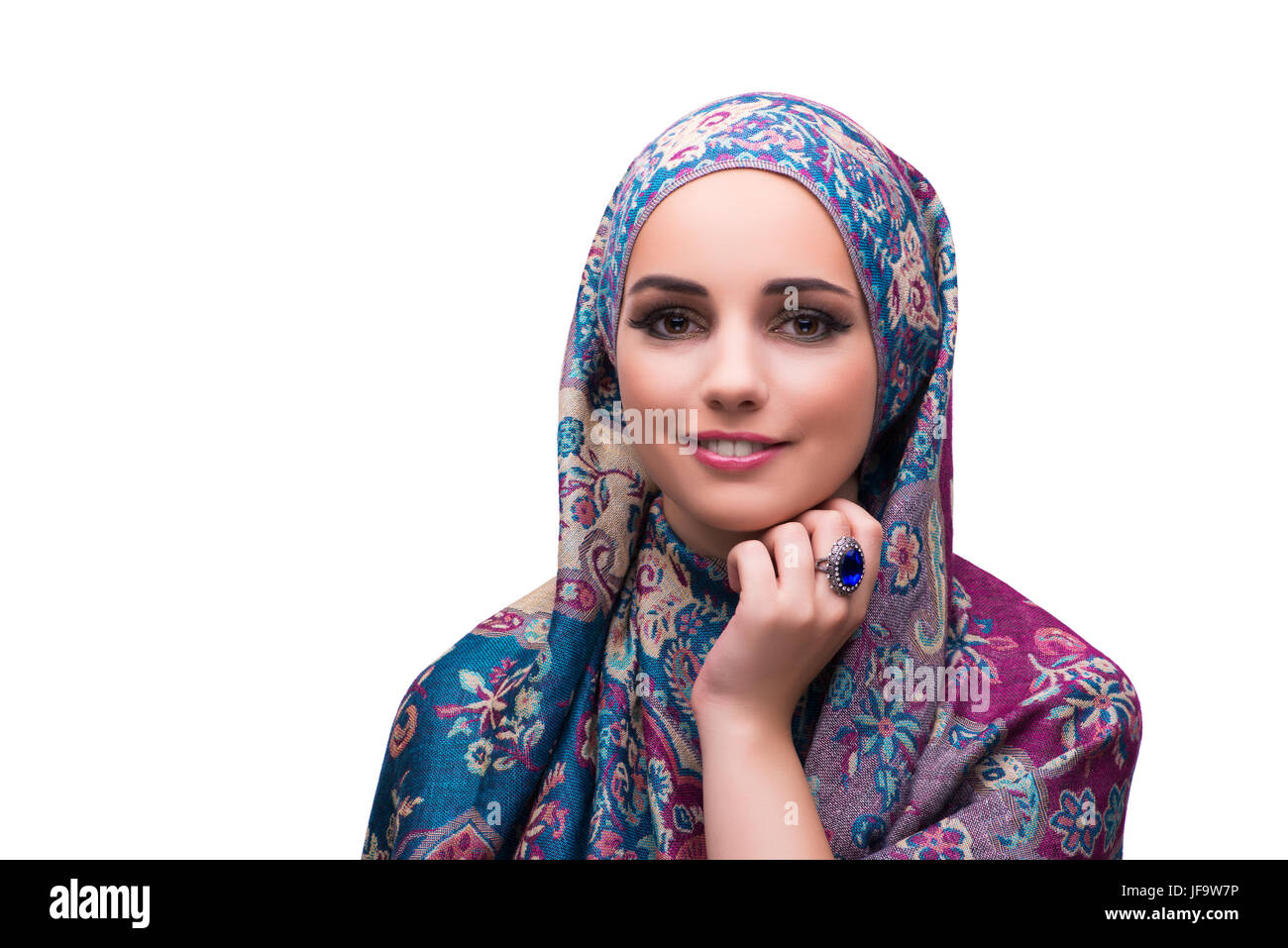 Woman in traditional muslim cover with ring Stock Photo - Alamy