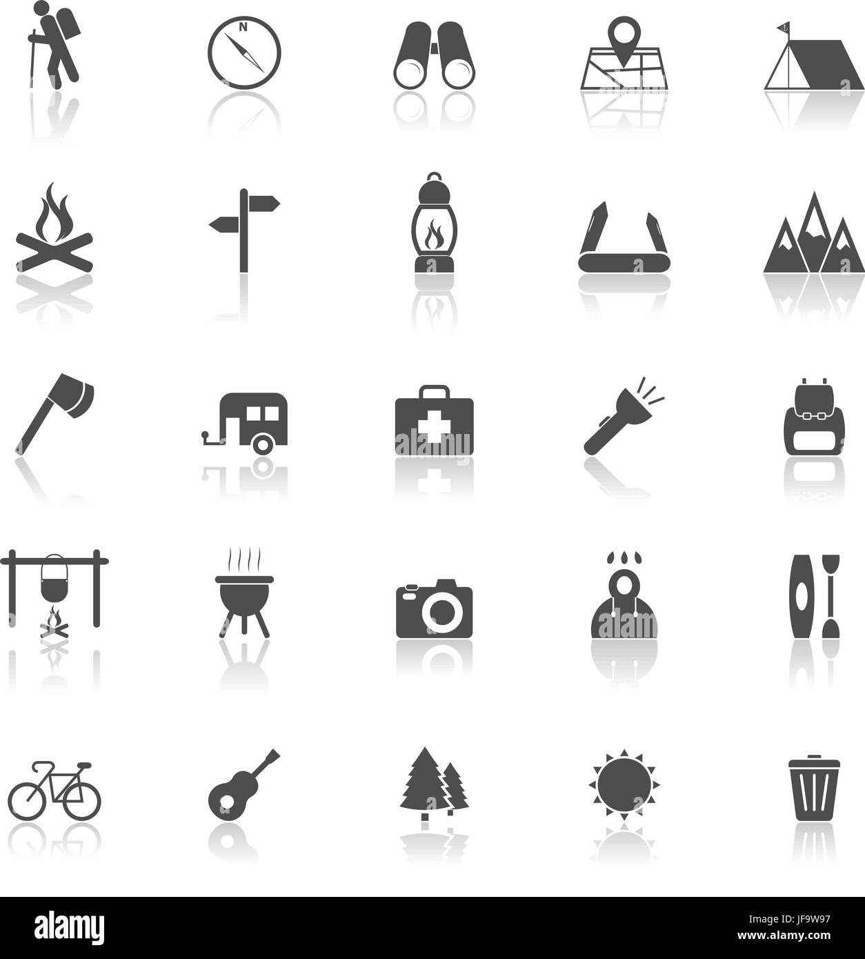 Trekking icons with reflect on white background Stock Vector Image ...