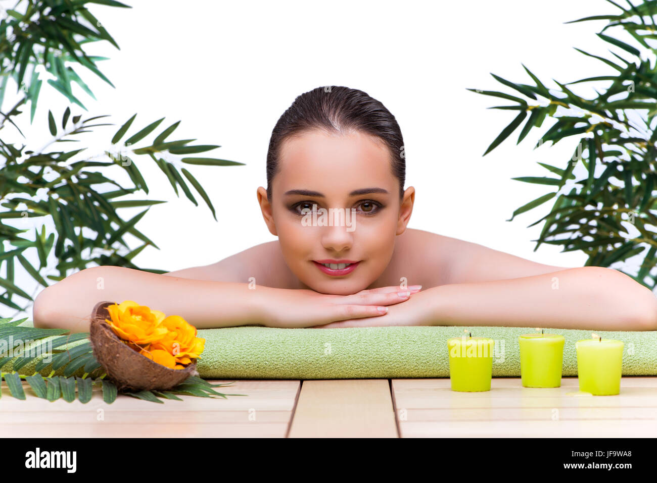 Young woman enjoying spa treatment Stock Photo - Alamy