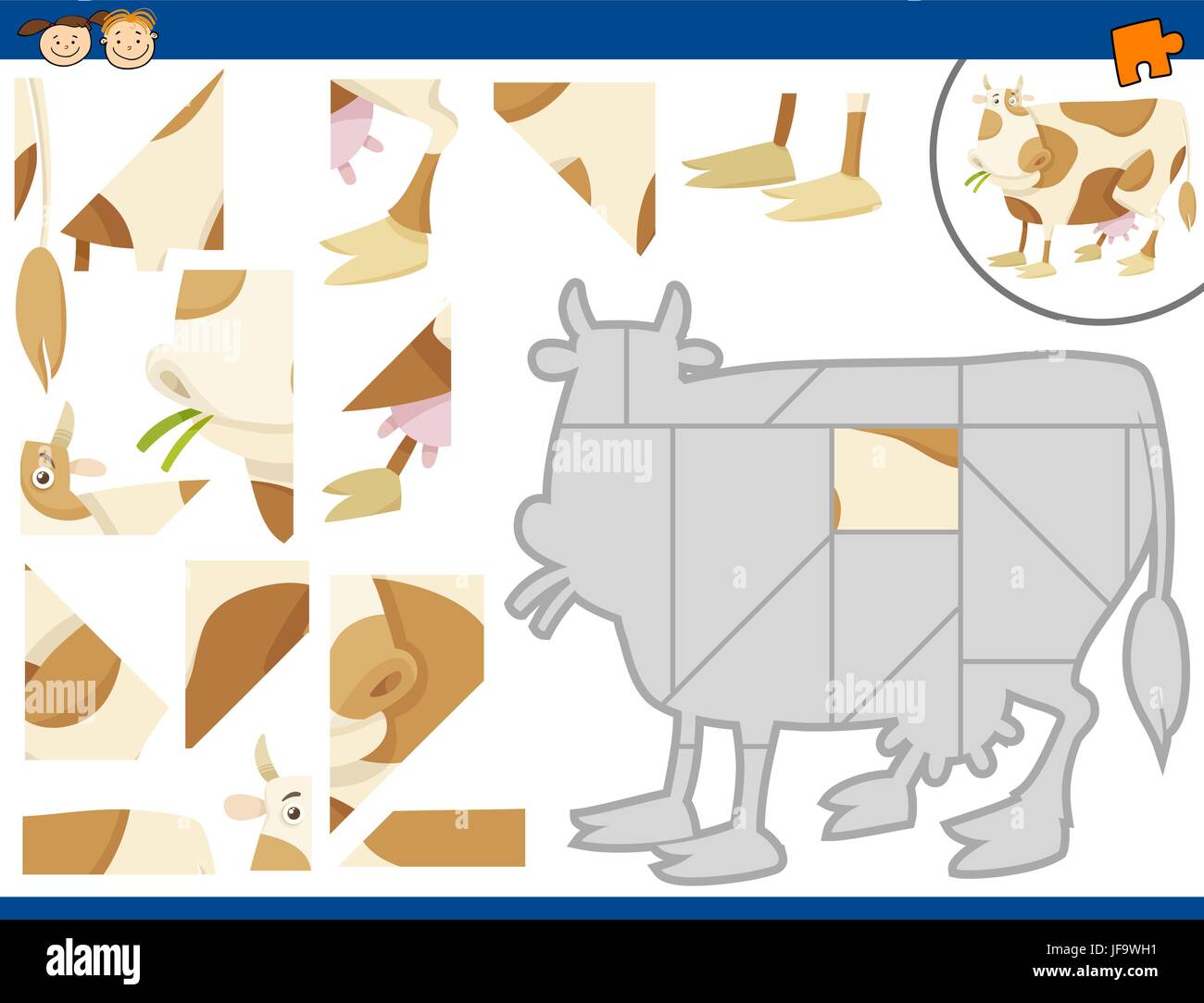 Cartoon cow jigsaw puzzle game hi-res stock photography and images - Alamy