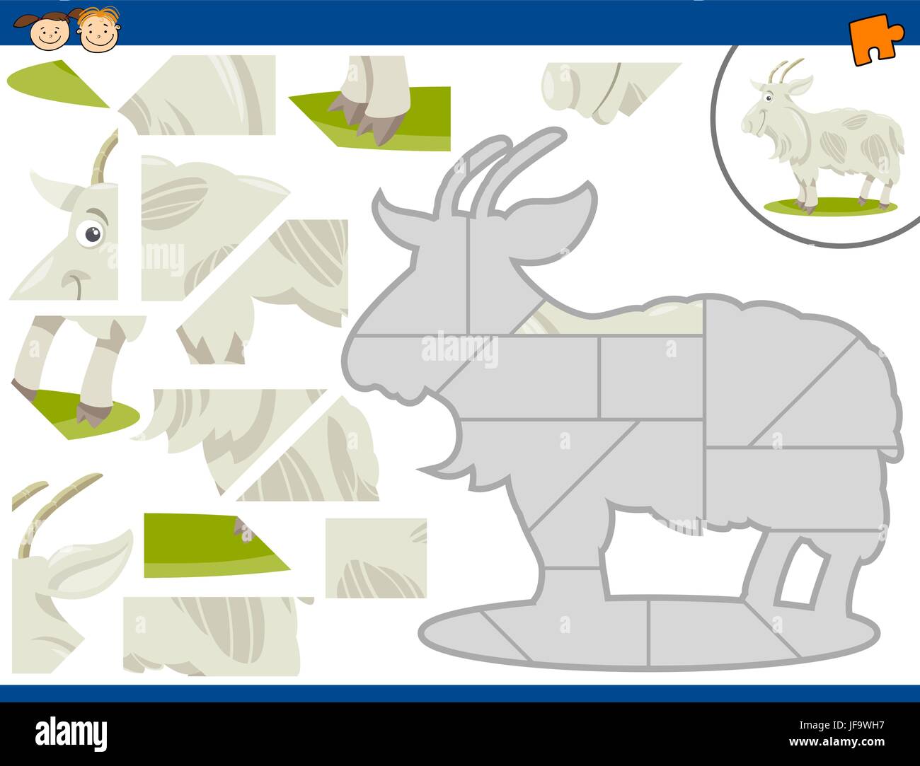 cartoon goat jigsaw puzzle task Stock Vector Image & Art - Alamy