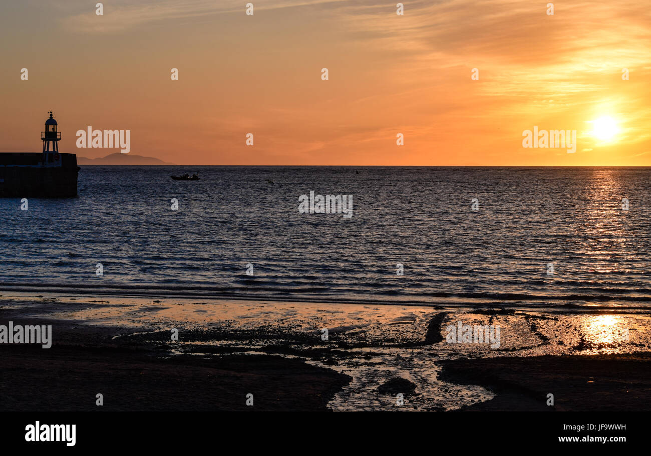 Sunset over Port Erin Bay Stock Photo - Alamy