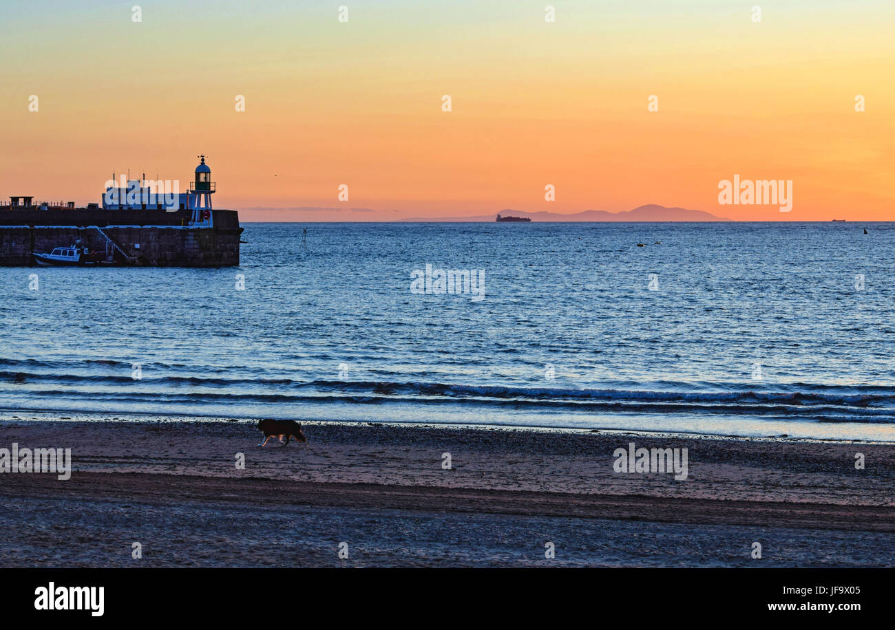 Sunset over Port Erin Bay Stock Photo - Alamy