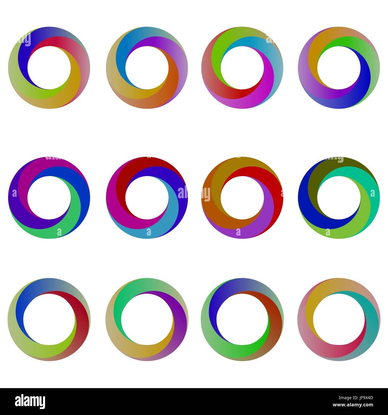 Set of Colorful Circle Icons Isolated on White Background Stock Vector ...