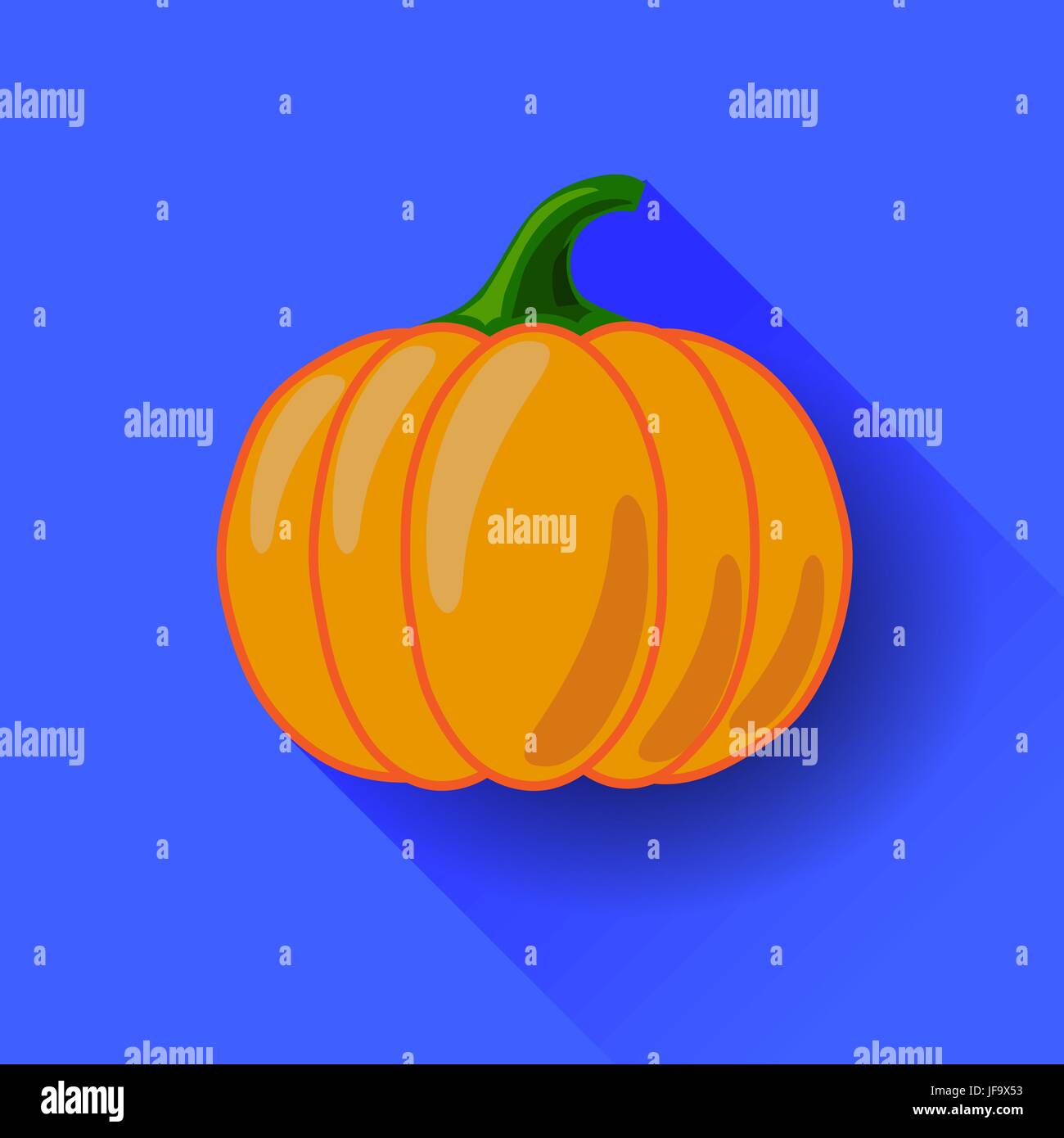 Orange Pumpkin Icon Isolated on Blue Background. Long Shadow. Symbol of ...
